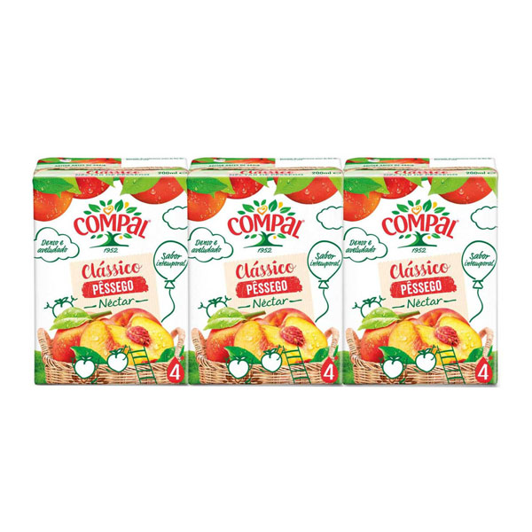 Sumo Pêssego 3x200ml Compal | Até ti - onde estiveres
