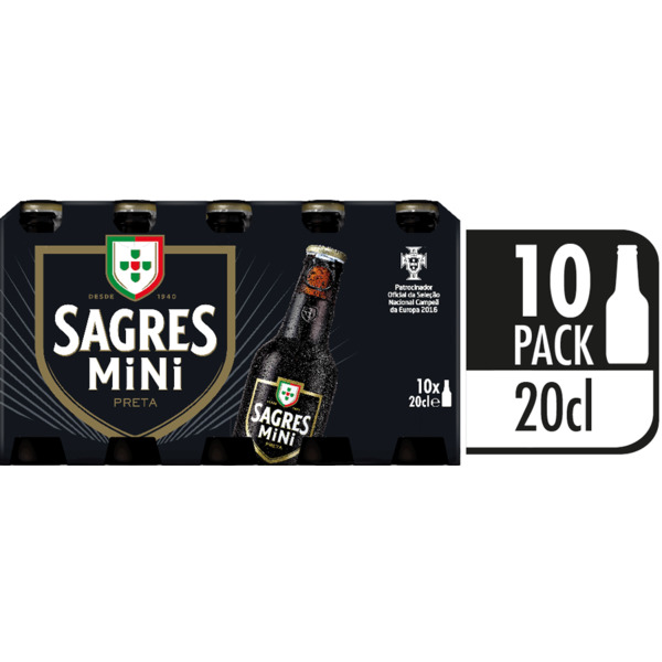 Cerveja Sagres Preta Mini Pack10x20Cl | Até ti - onde estiveres